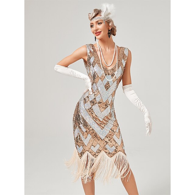 Roaring 20s 1920s Midi Dress Flapper Dress Prom Dress Normal Sleeveless ...