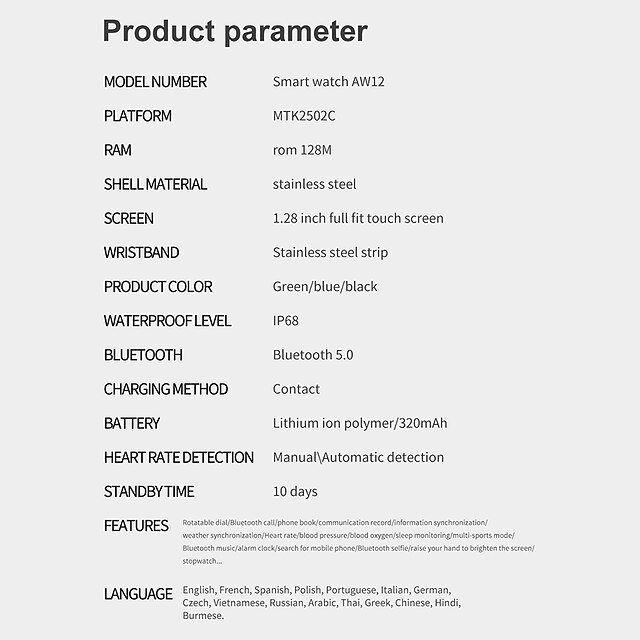 AW12/AW13 Pro Smart Watch with 1.28 Screen, Fitness Tracker, Call ...