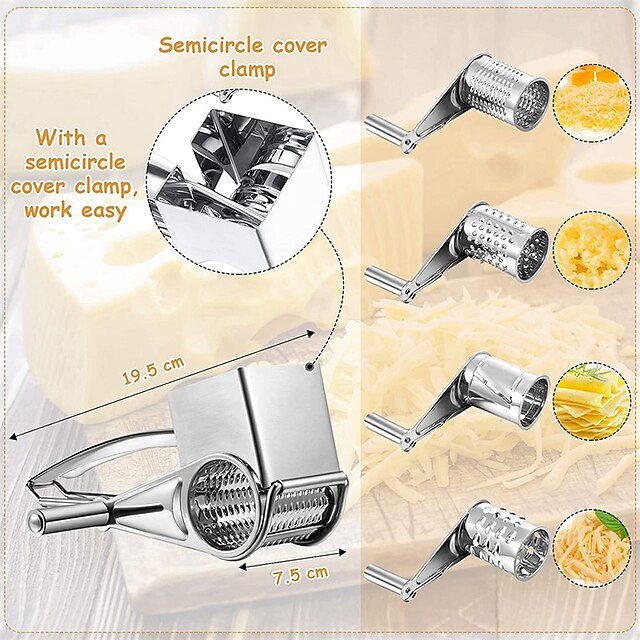 1/2/3/4 Drums Blades Rotary Cheese Grater Cheese Cutter Slicer ...