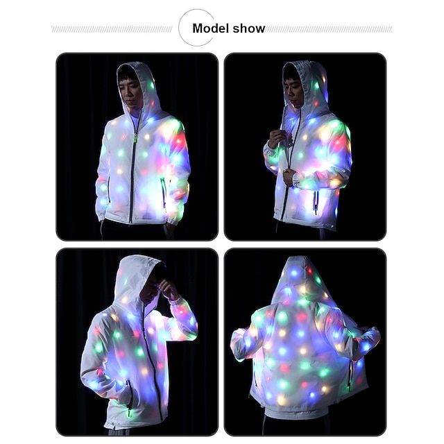 Glowing Jacket Womens Mens Hoodies Coat with LED Luminous for Party Bar ...