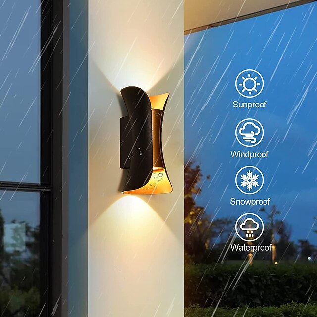 1-Light 20cm Outdoor LED Wall Light Multi Color Up and Down Lighting ...