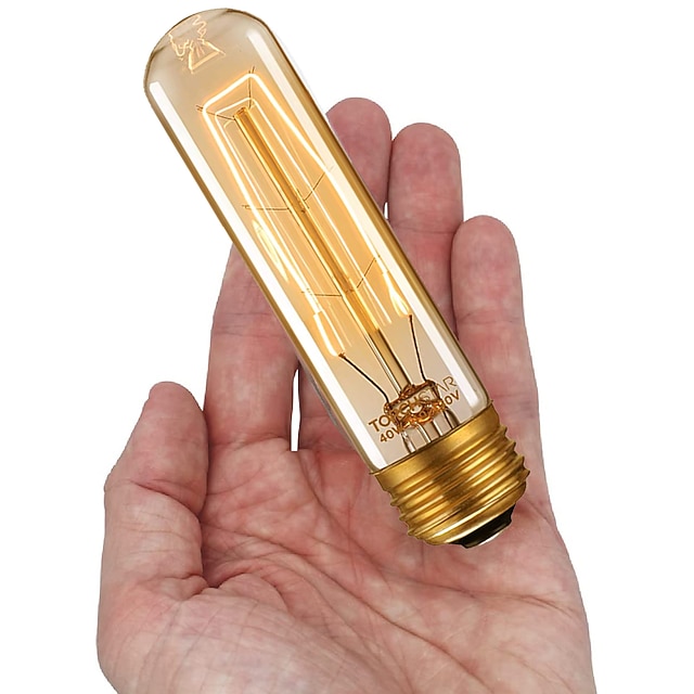 T10 Vintage Edison Light Bulb 40 Watt Dimmable Antique Tubular Old ...