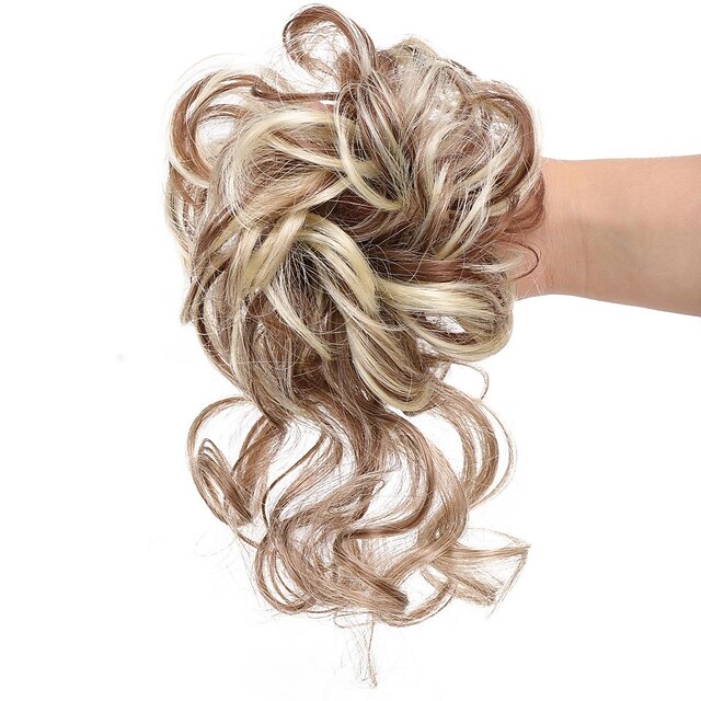 synthetic bun wig messy long beard hair ring elastic hair bag wig ring ...