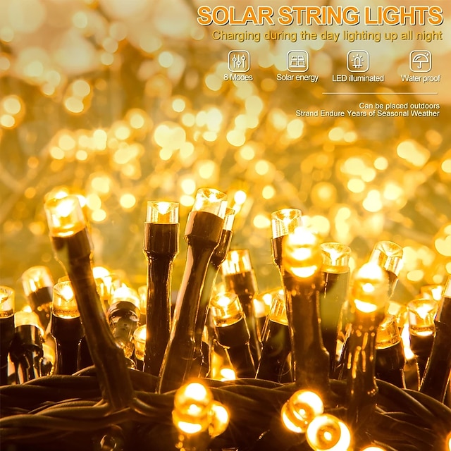 Outdoor Solar LED String Lights, Light 10/20/30/50/100m Waterproof ...