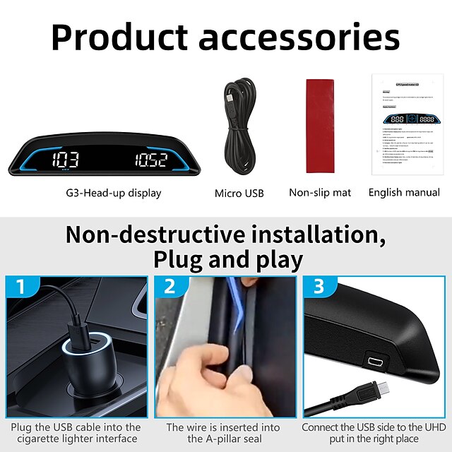 Digital GPS Speedometer Universal Headset Car 5.5 Inch Large LCD ...