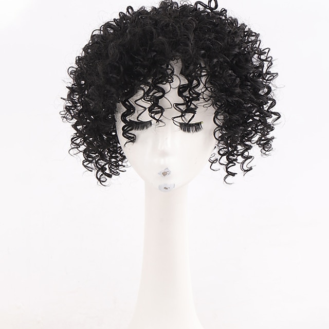Afro Kinky Curly Hair Toppers With Bangs Clip In Hair Pieces Synthetic ...