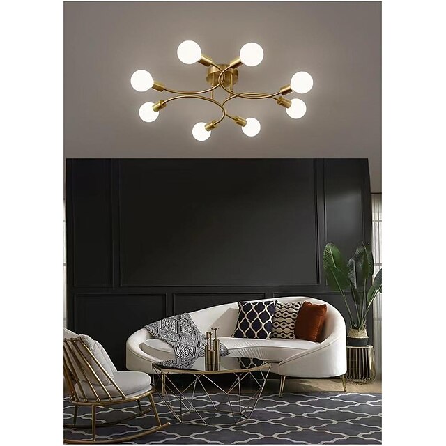 Golden Bedroom Ceiling Lamp Creative Multi Head Simple Living Room ...