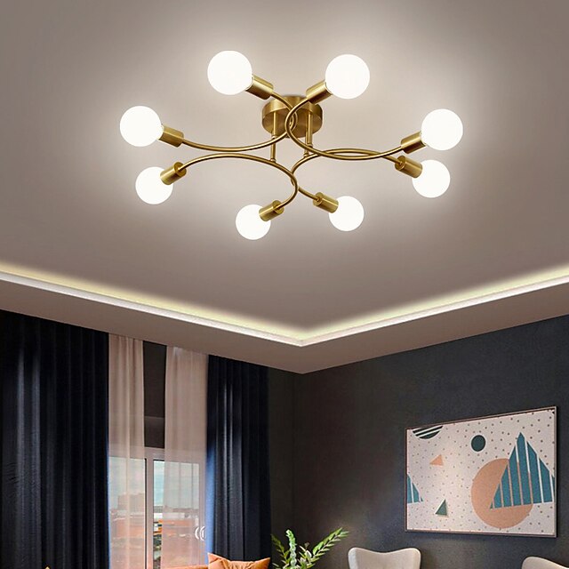 Golden Bedroom Ceiling Lamp Creative Multi Head Simple Living Room ...