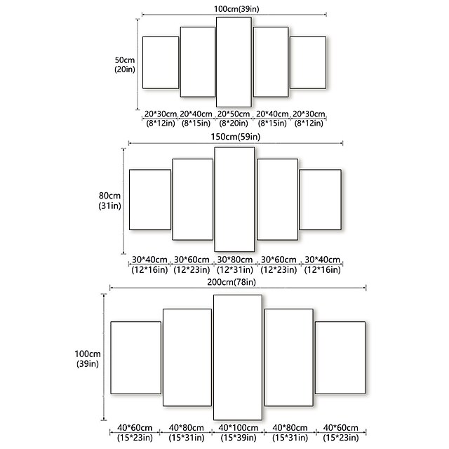 5 Panels Prints Posters Three-color Dandelion Abstract Wall Art Wall ...