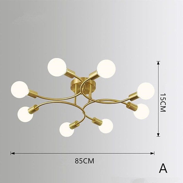 Golden Bedroom Ceiling Lamp Creative Multi Head Simple Living Room ...