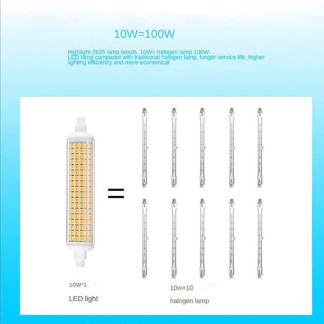 2pcs R7S LED Bulbs 13W J Type 118MM J118 Replace Halogen 100W 120W ...