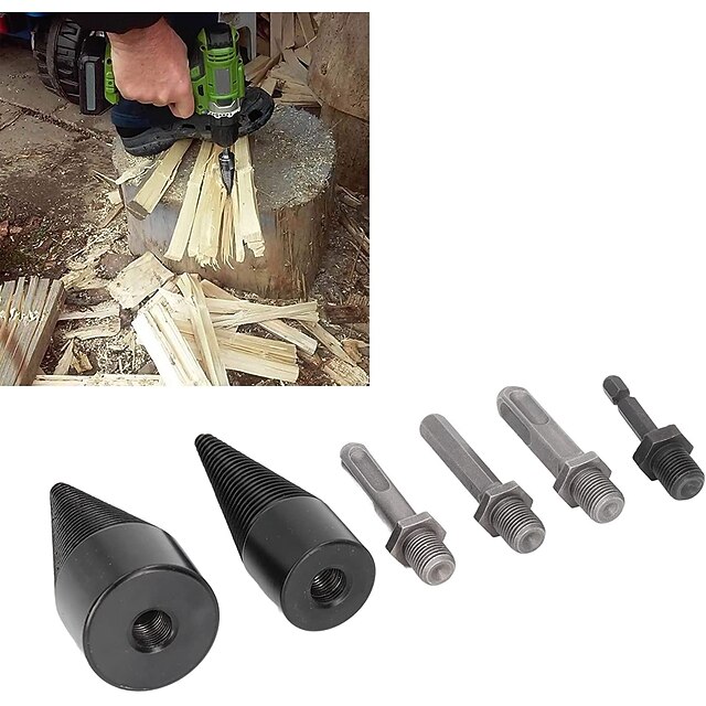 Firewood Log Splitter Splitting Drill Set 6pc Household Electric Split ...