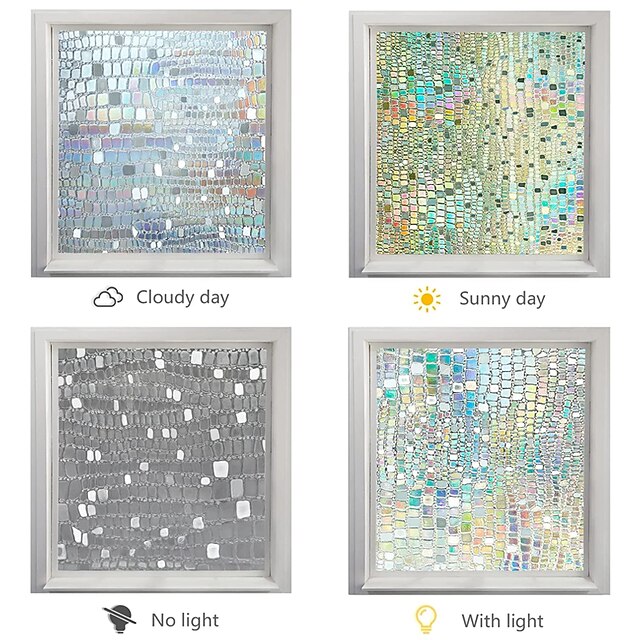 Stained Glass Window Film PVC Frosted Static Cling Rainbow Privacy ...