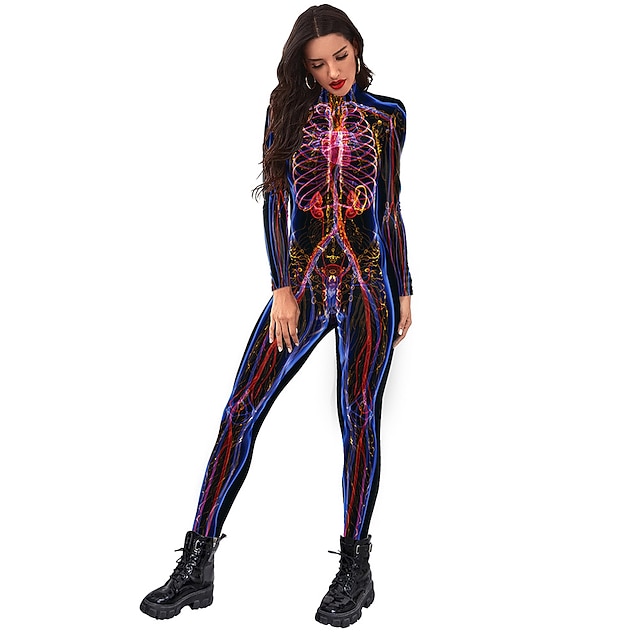 Zentai Suits Catsuit Skin Suit Skeleton Skull Carnival Costume Full ...