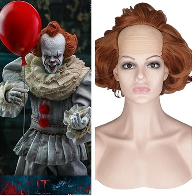 Cosplay Wig For Pennywise Wig Bald Head Clown Fluffy Wavy Wig Halloween ...