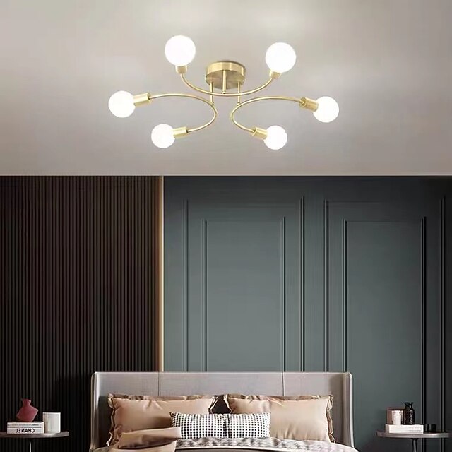Golden Bedroom Ceiling Lamp Creative Multi Head Simple Living Room ...
