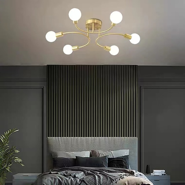 Golden Bedroom Ceiling Lamp Creative Multi Head Simple Living Room ...