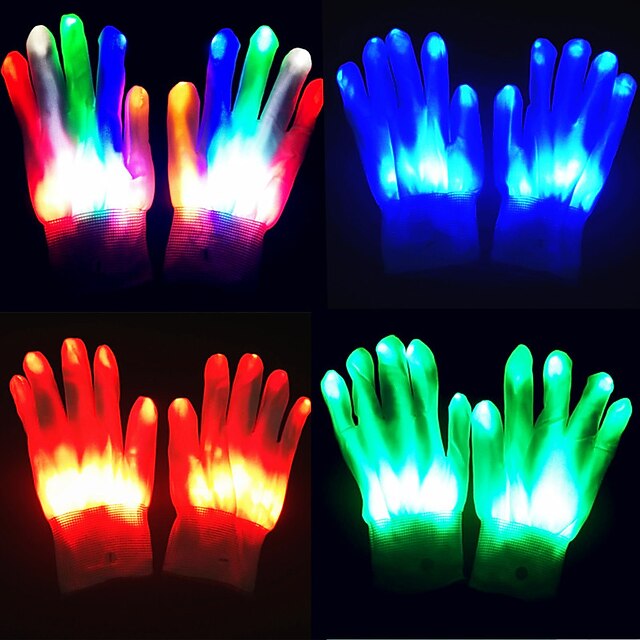 2 pcs LED Gloves LED Gloves for Kids Teen and Adults Gifts LED Finger ...