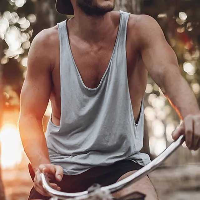 Herr Linne Undertröjor Ärmlös tröja Ensfärgat V-hals Gata Dagligen ...