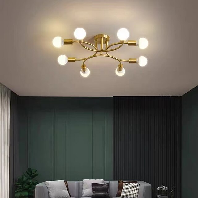Golden Bedroom Ceiling Lamp Creative Multi Head Simple Living Room ...