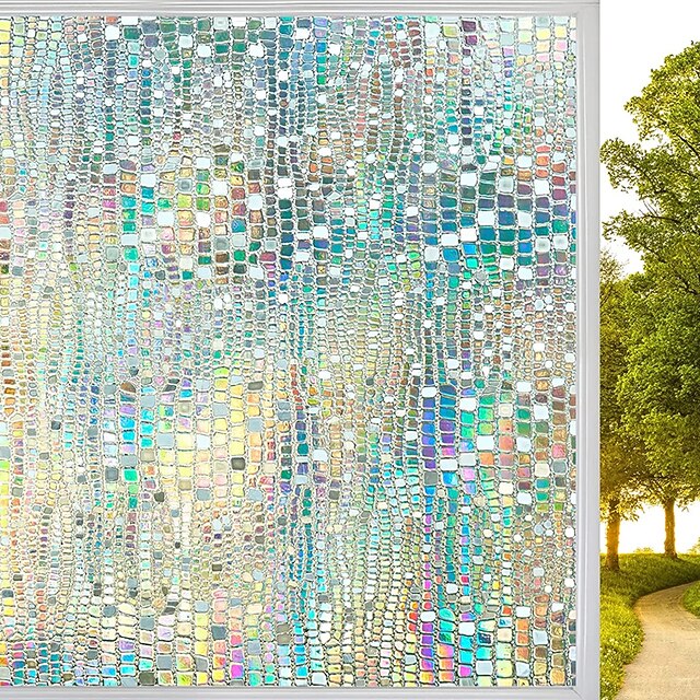 Stained Glass Window Film PVC Frosted Static Cling Rainbow Privacy ...