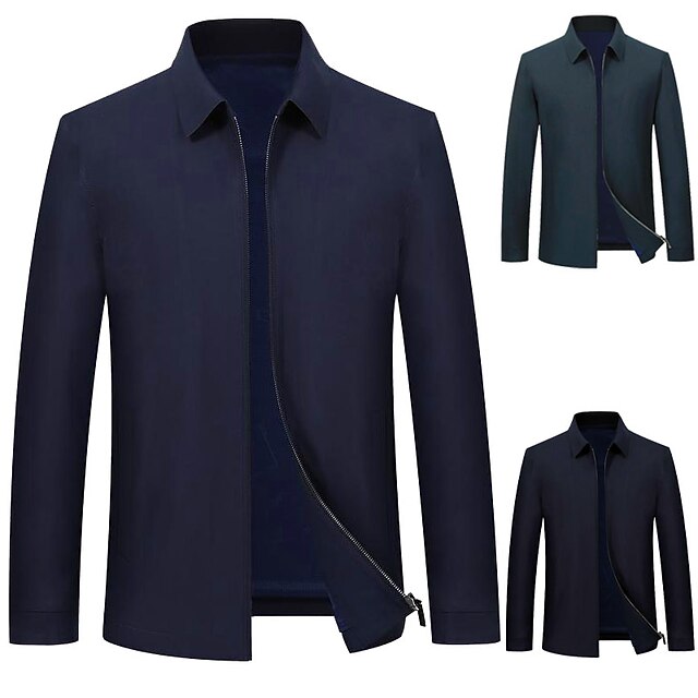 Men's Jacket Daily Wear Casual Daily Front Zipper Inside Pocket Cross ...