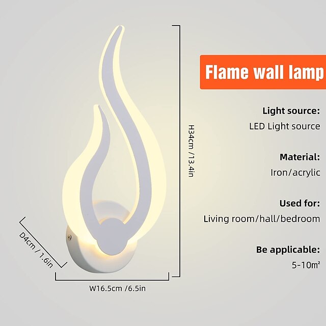 1-Light 31cm LED Wall Lamps Fire Shape Design Wall Sconces Modern ...