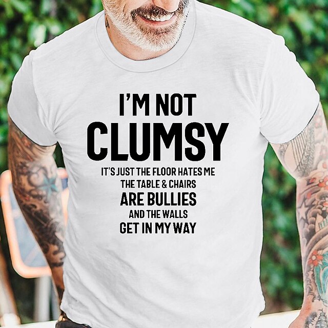 Men's Funny 'I'm Not Clumsy' Graphic T-Shirt - Humorous Short Sleeve ...