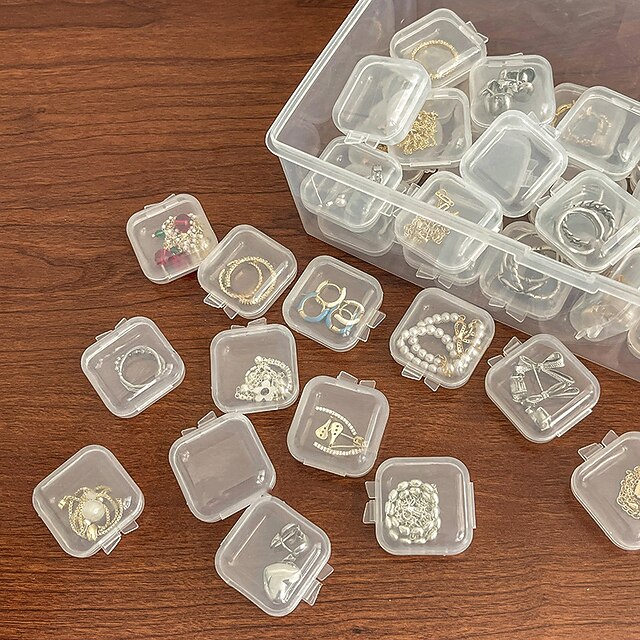 20pcs carré mini boîtes de rangement en plastique transparent avec ...