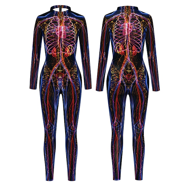 Zentai Suits Catsuit Skin Suit Skeleton Skull Carnival Costume Full ...