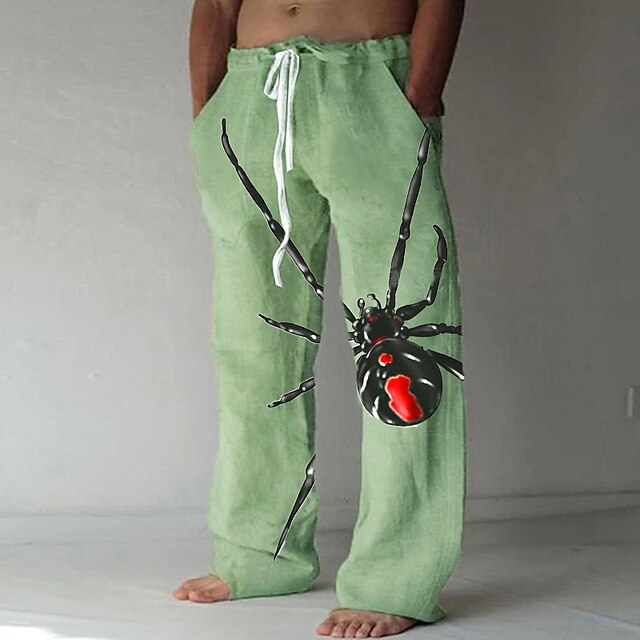 Men's Trousers Summer Pants Beach Pants Straight Elastic Drawstring ...