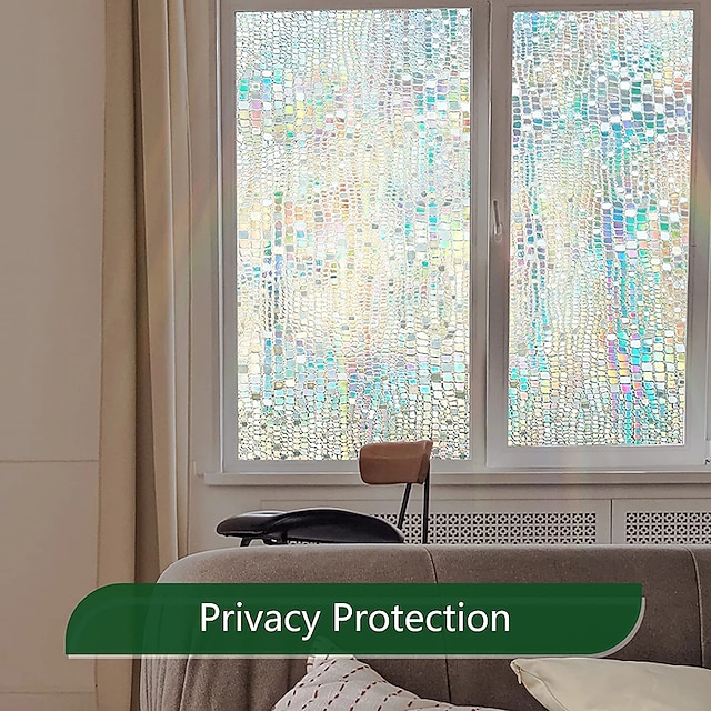Stained Glass Window Film PVC Frosted Static Cling Rainbow Privacy ...