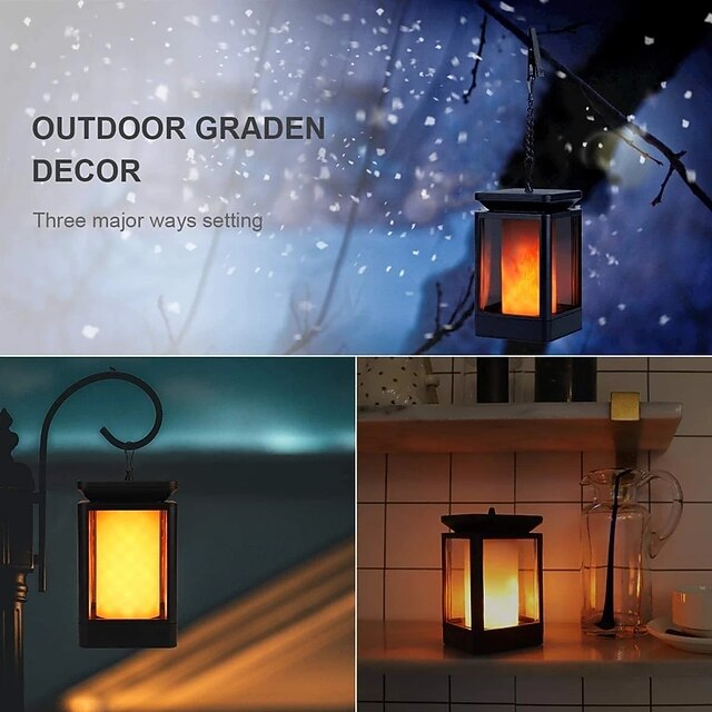 Solar Flame Lantern Outdoor Pathway Lights Garden Lights LED Waterproof ...