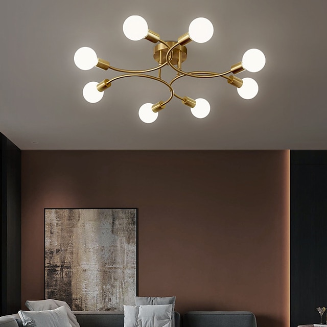 Golden Bedroom Ceiling Lamp Creative Multi Head Simple Living Room ...