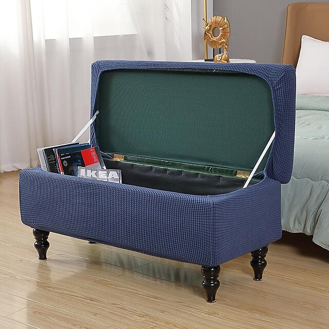 Ottoman Cover Rectangle Jacquard Storage Burgundy Ottoman Bench ...