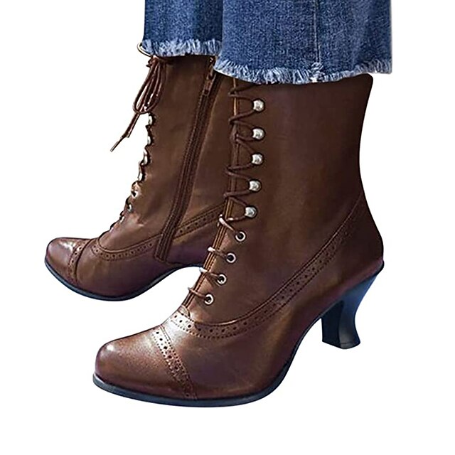 Women's Boots Plus Size Lace Up Boots Outdoor Daily Solid Colored ...