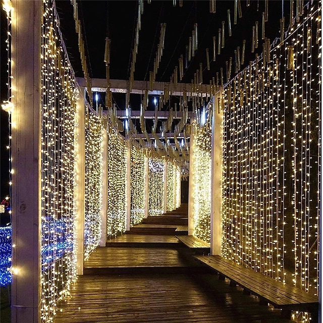 elegant bryllupsfest mottagelse led vindusgardin lysstreng 3x3m & 6x3m ...