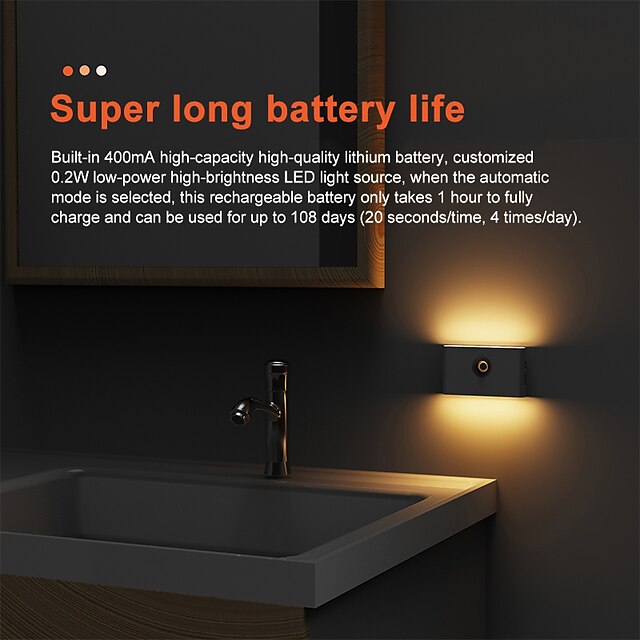LED Night Lights Motion Sensor USB Rechargeable Linkage Induction ...