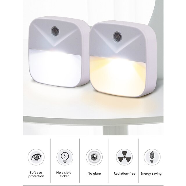 Plug in LED Night Lights Motion Sensor Dusk to Dawn Bedside Lamp 1/3 ...