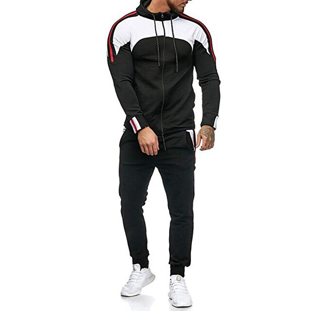 Mens Tracksuit Sweatsuit Jogging Suits Black White Red Blue Green