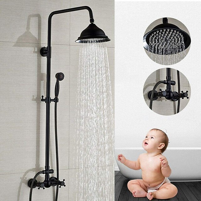 Vintage Shower System Faucet Combo Set Ceramic Mixer Valve, 8 inch ...