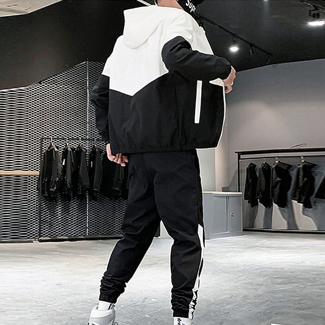 Men's Tracksuit Sweatsuit Jogging Suits Black Blue Green Hooded Color ...