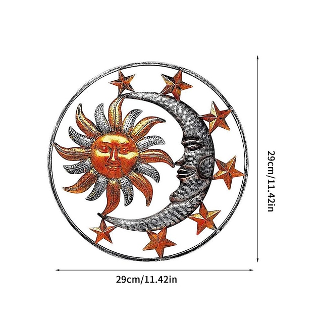 Metal Sun Moon Star Wall Plaque Decorative Figurine Indoor Outdoor ...