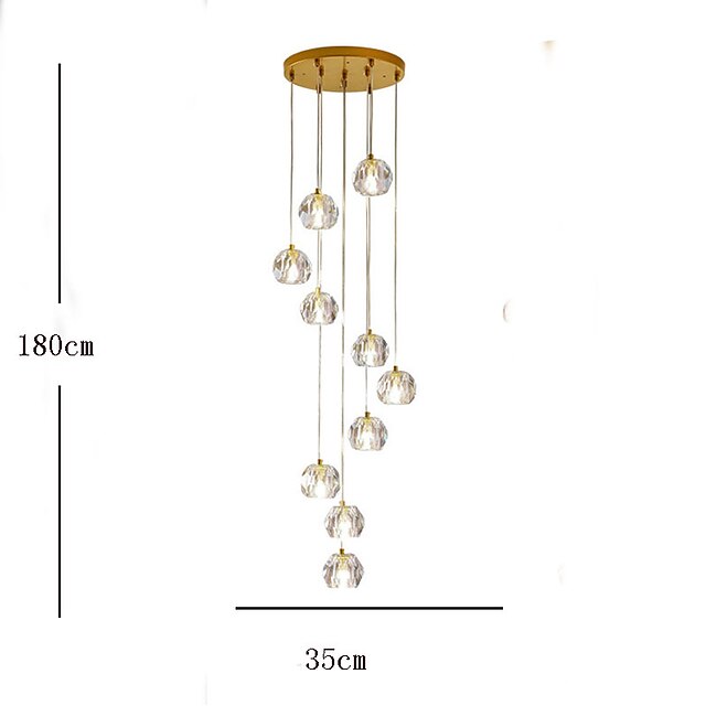Chandelier LED Crystal 10-Light 35 cm Flush Mount Lights Spiral ...