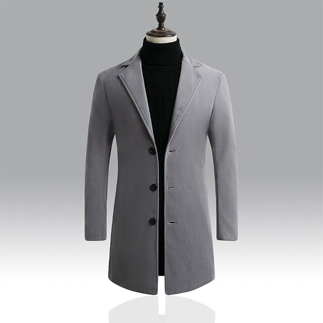 Men's Winter Coat Overcoat Casual Business Winter Polyester Thermal ...