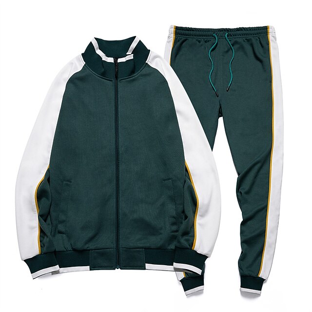 Men's Tracksuit Sweatsuit Jogging Suits Black Blue Green Gray Standing ...