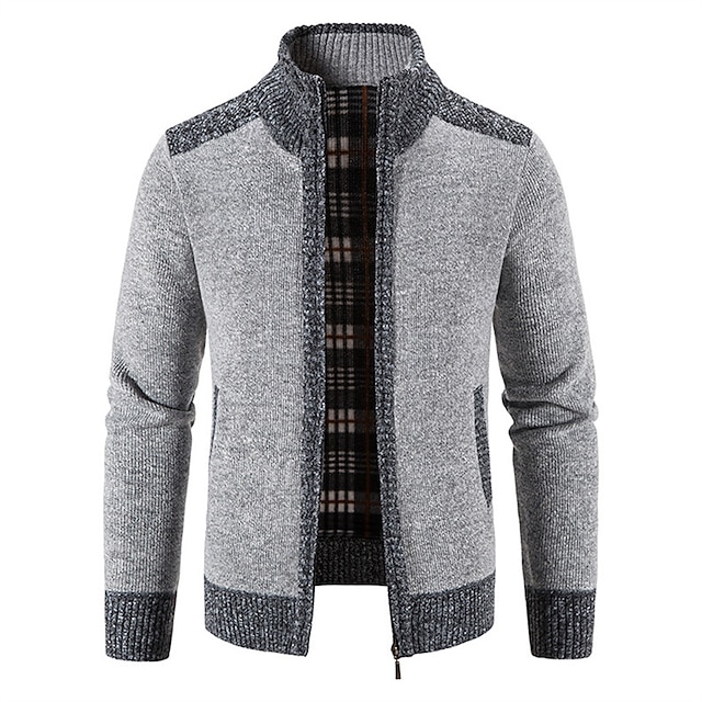 Men's Cardigan Sweater Dress Sweater Fleece Sweater Ribbed Knit Cropped ...