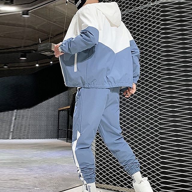 Men's Tracksuit Sweatsuit Jogging Suits Black Blue Green Hooded Color ...