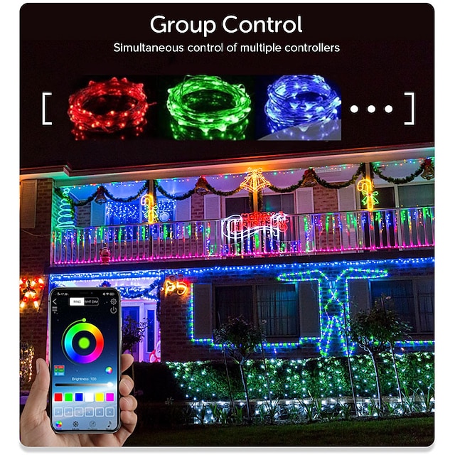 Christmas String Lights RGB 20/10/5m Remote Control Dot Control Magic ...