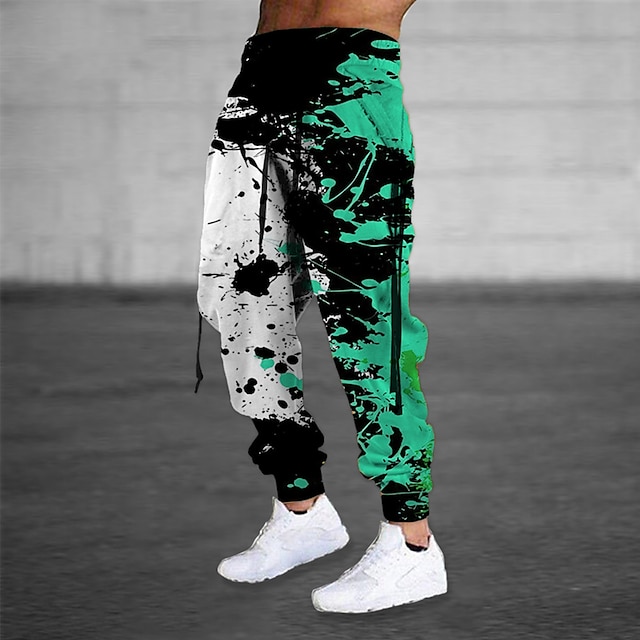 Men's Sweatpants Joggers Trousers Drawstring Side Pockets Elastic Waist ...